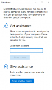 Asking for Remote Help via Remote Assistance Windows App