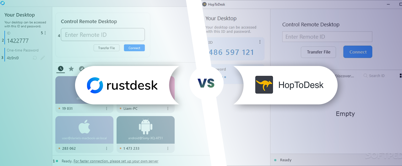 HopToDesk vs RustDesk Comparison 2025